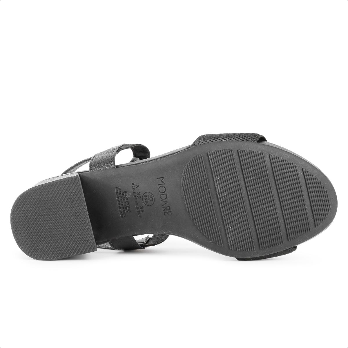 Sandália Modare Salto Bloco Tira Elástico Feminina Preto